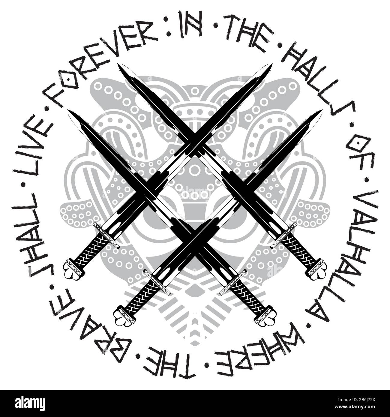 Four crossed the Vikings sword in a circle of Norse runes Stock Vector ...