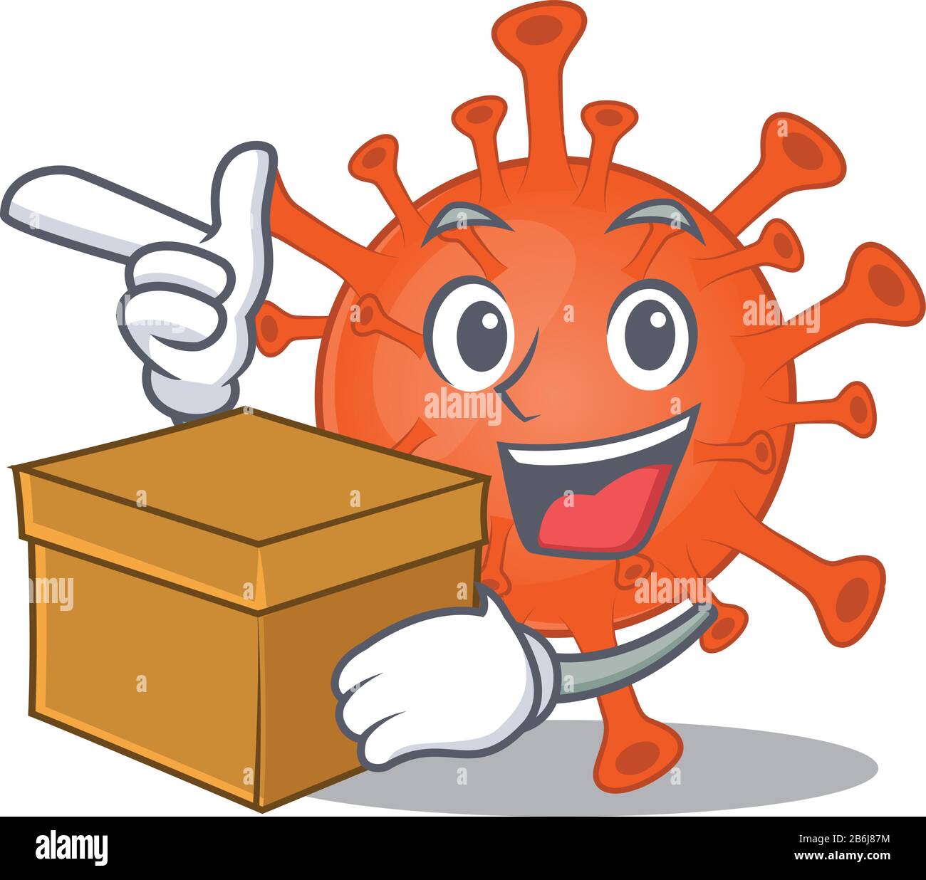 deadly corona virus cartoon design style having a box Stock Vector ...