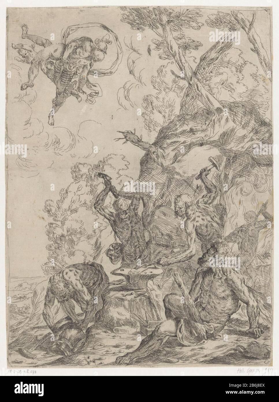 The forge of Vulcan Landscape with Vulcan and his staff to work around ...