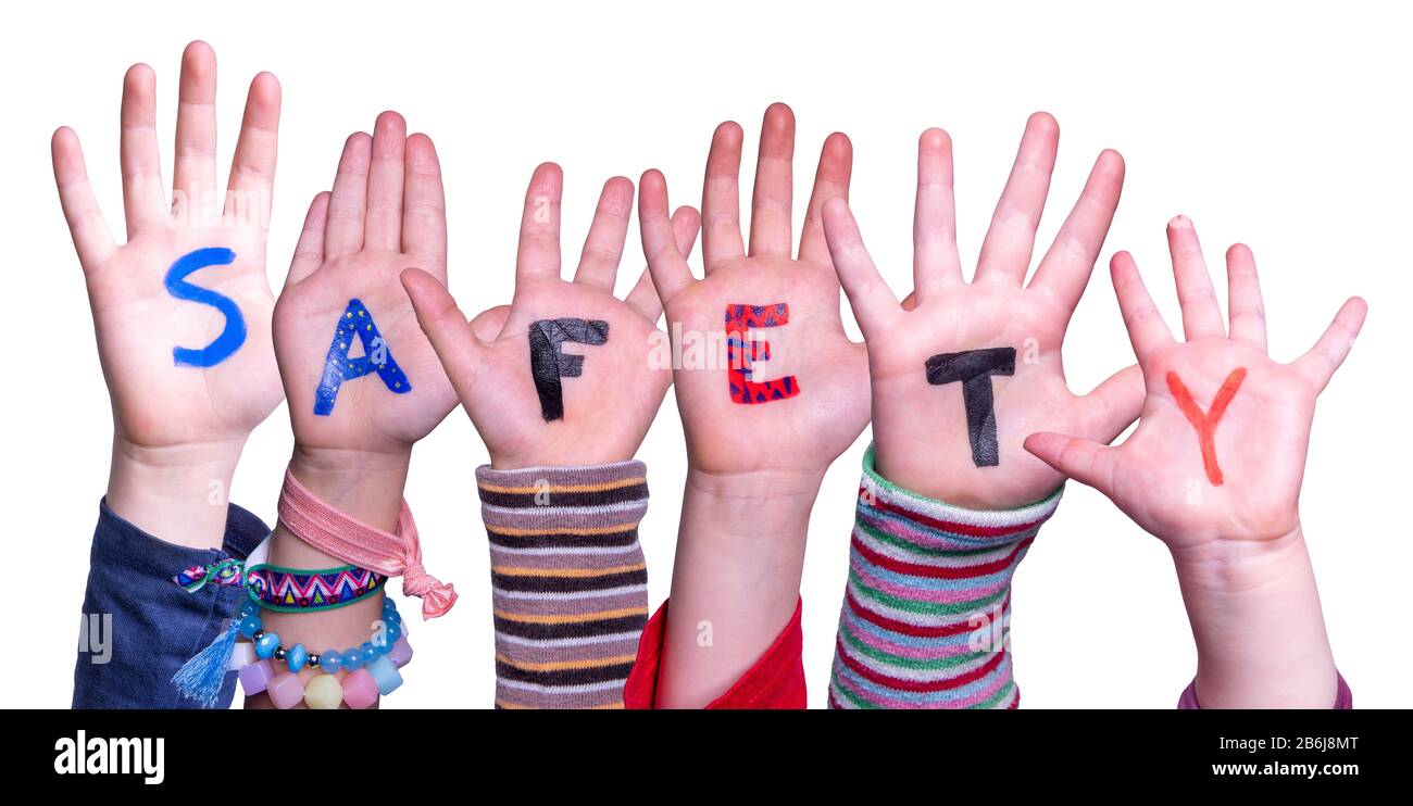 Children Hands Building Word Safety, Isolated Background Stock Photo ...