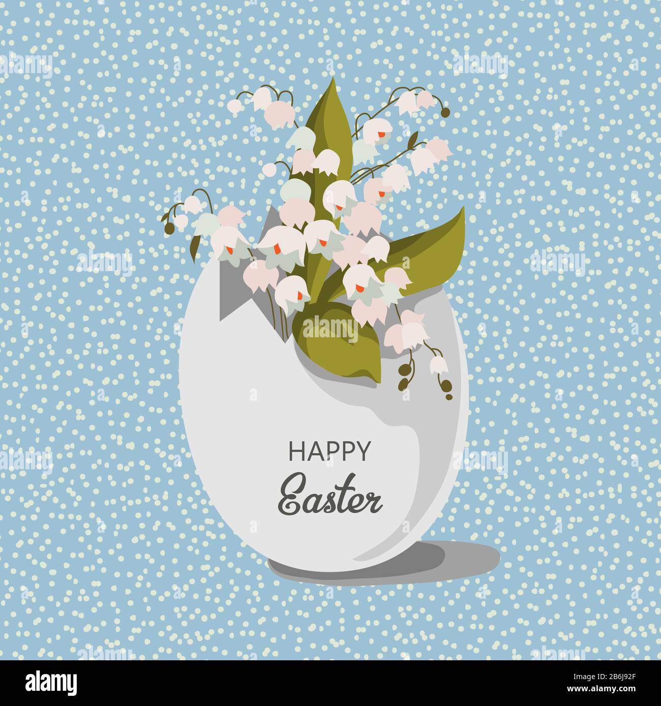 Happy Easter. Spring vector illustration with flowers in eggshell ...