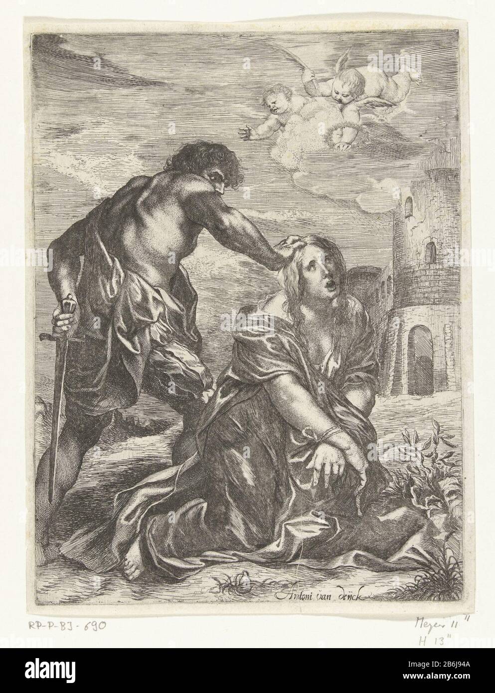 The execution of St. Barbara Barbara kneels on the ground, her hands ...