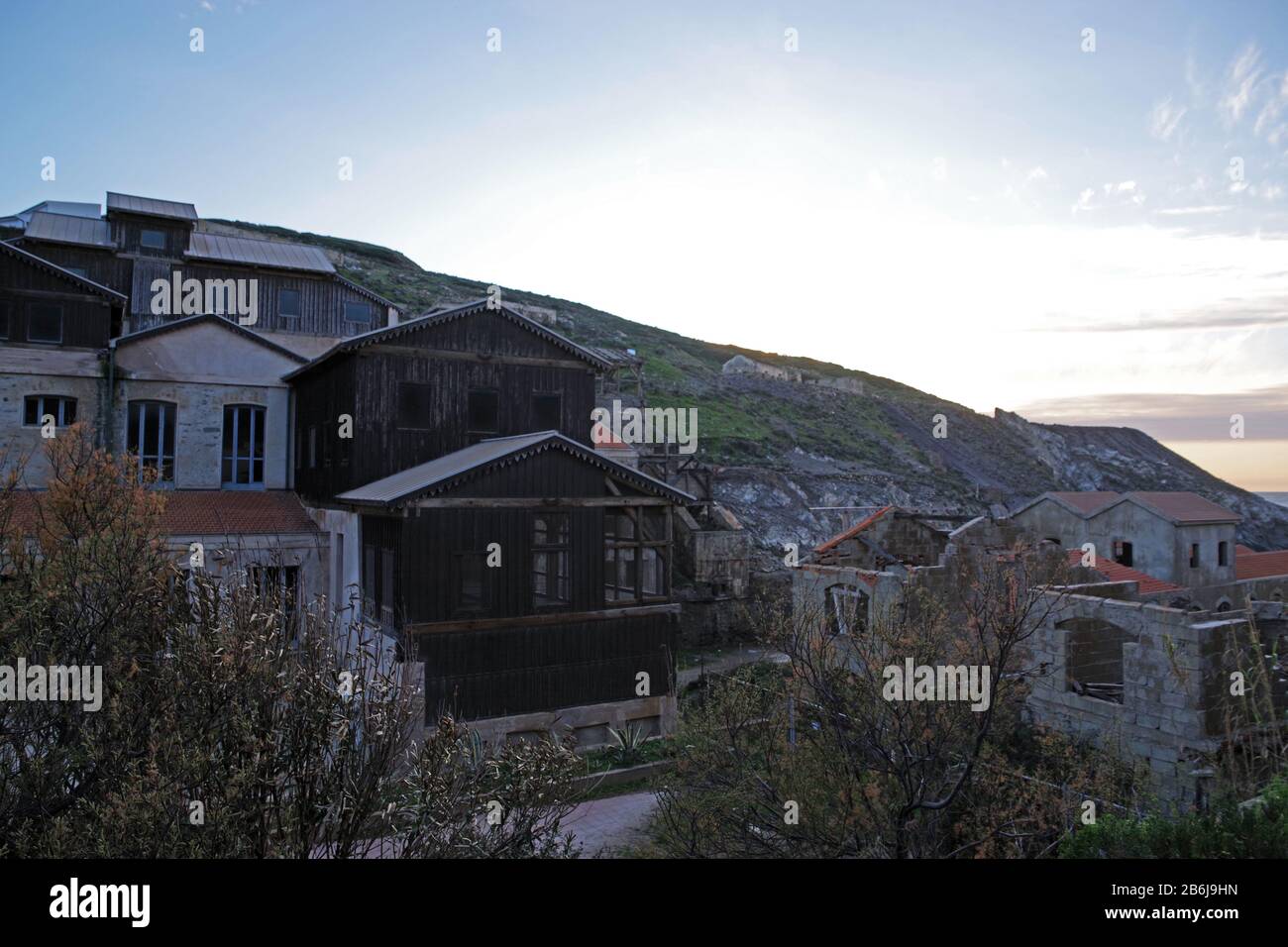 The ancient mining village named Argentiera, in Northern Sardinia. The ...