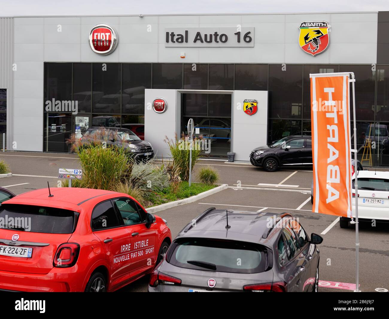 Fiat and Abarth sport car sign logo flag vehicle dealerships store ...