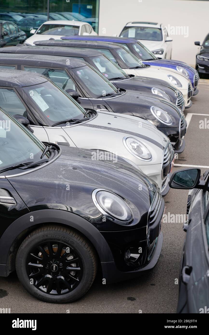 Bordeaux , Aquitaine / France - 10 27 2019 : Mini car are parked ...