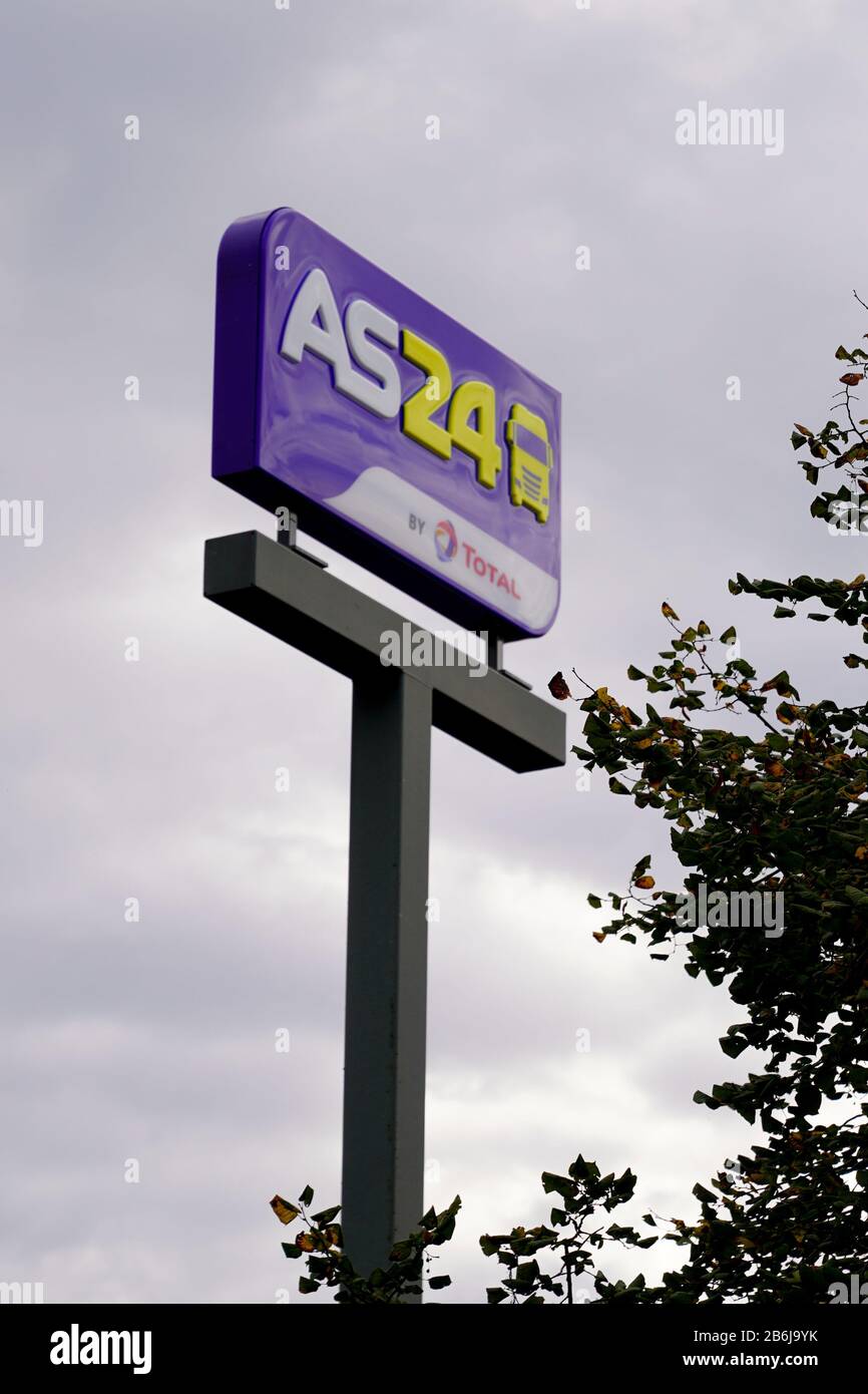 Bordeaux , Aquitaine / France - 10 27 2019 : AS24 logo sign gas station ...