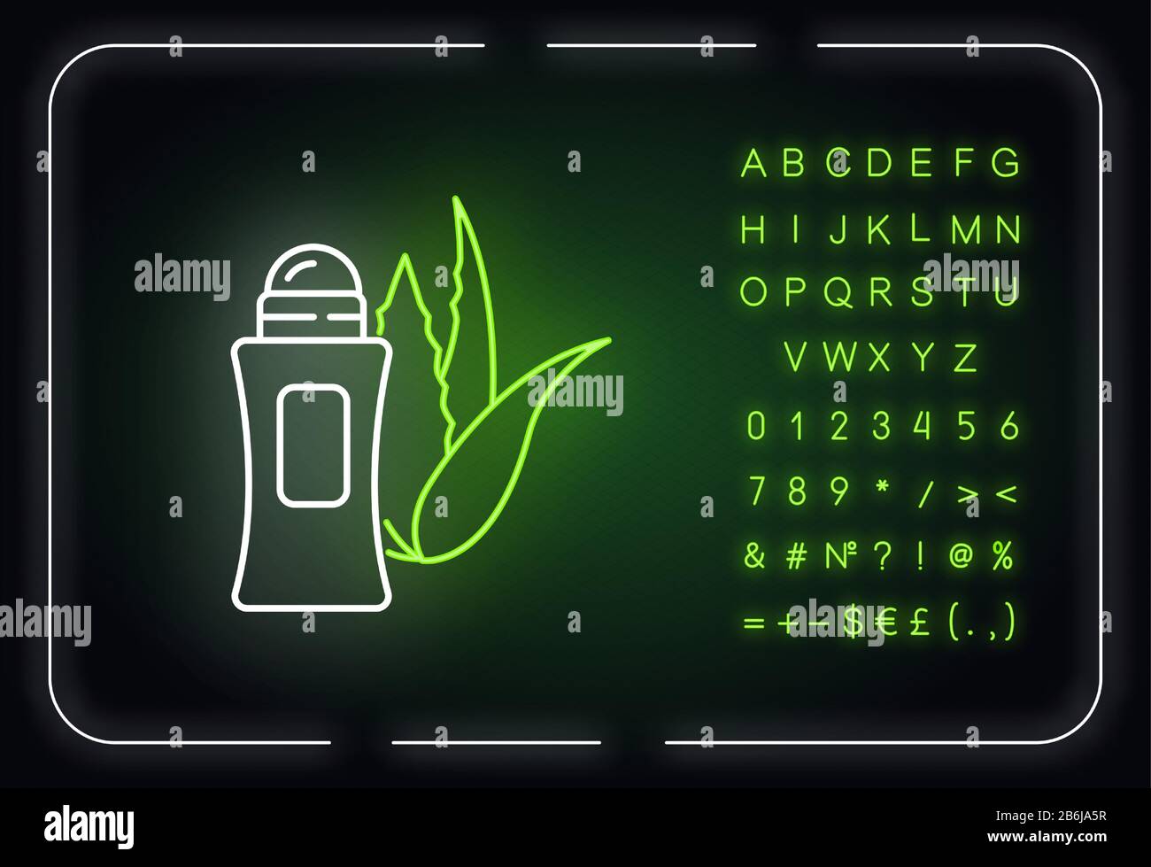 Organic deodorant neon light icon. Plant based antiperspirant. Skincare ...