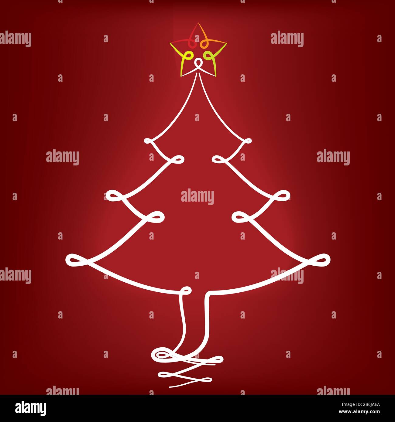 Vector illustration. Ornamental Christmas tree with curved strokes ...
