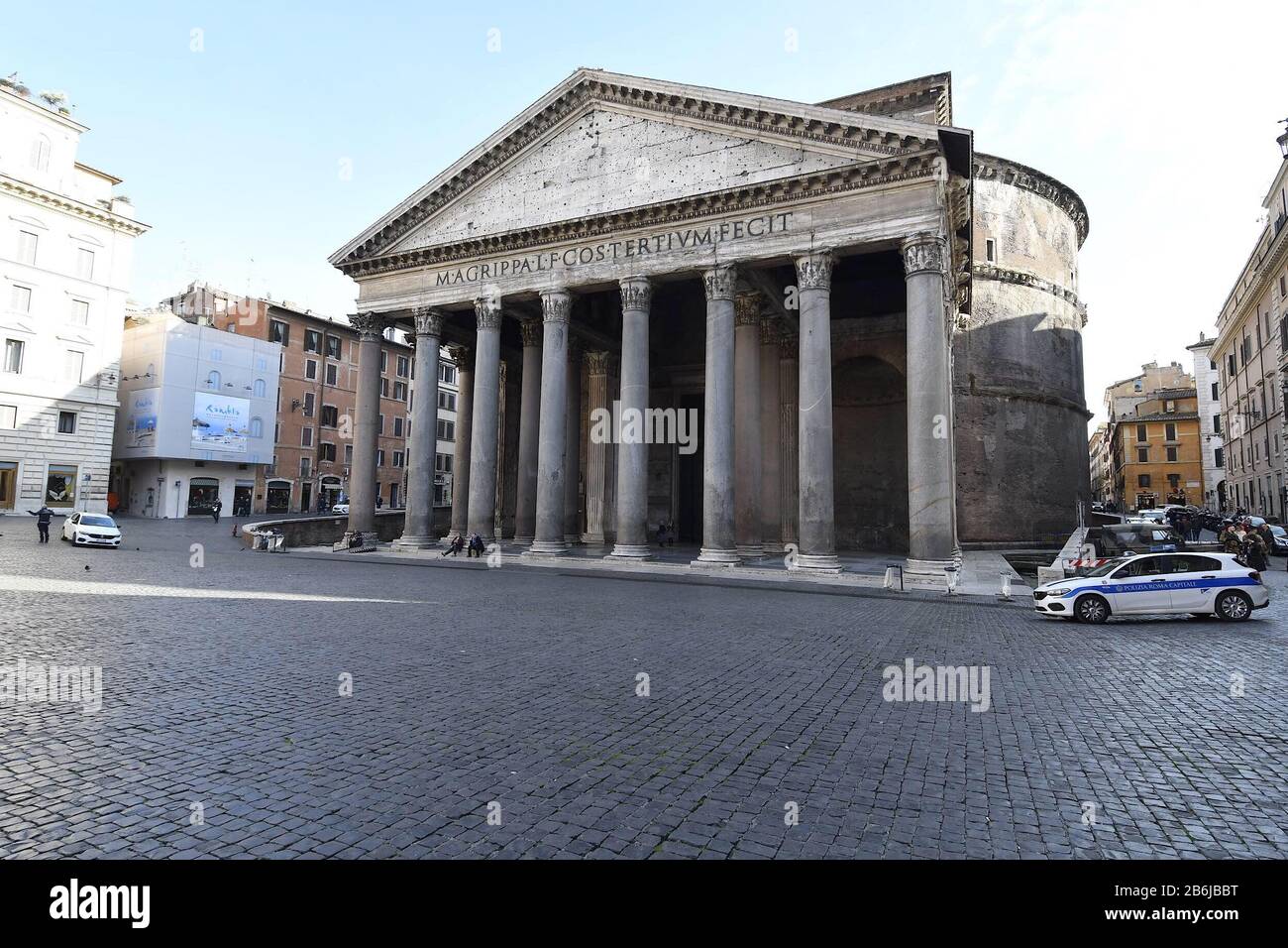 Rome, Coronavirus emergency. Center of Rome desert. Pictured: Pantheon ...