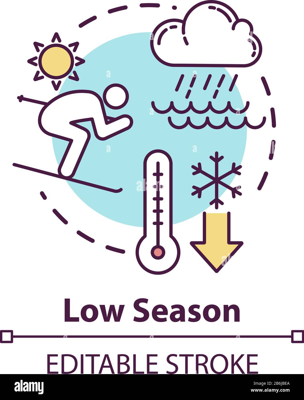 Low season concept icon. Traveling out of season idea thin line ...