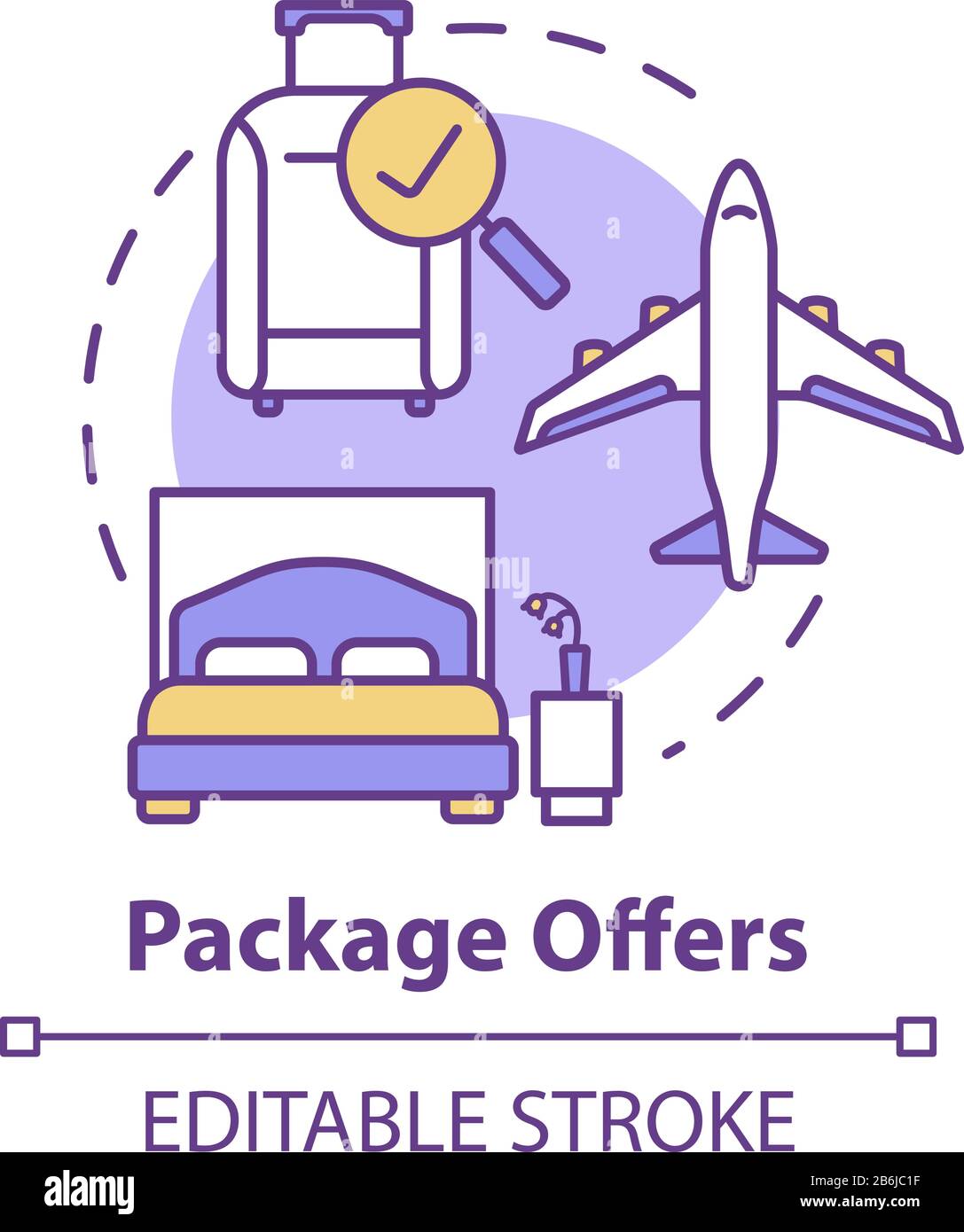 Package offers concept icon. Cost effective, all inclusive tour idea ...