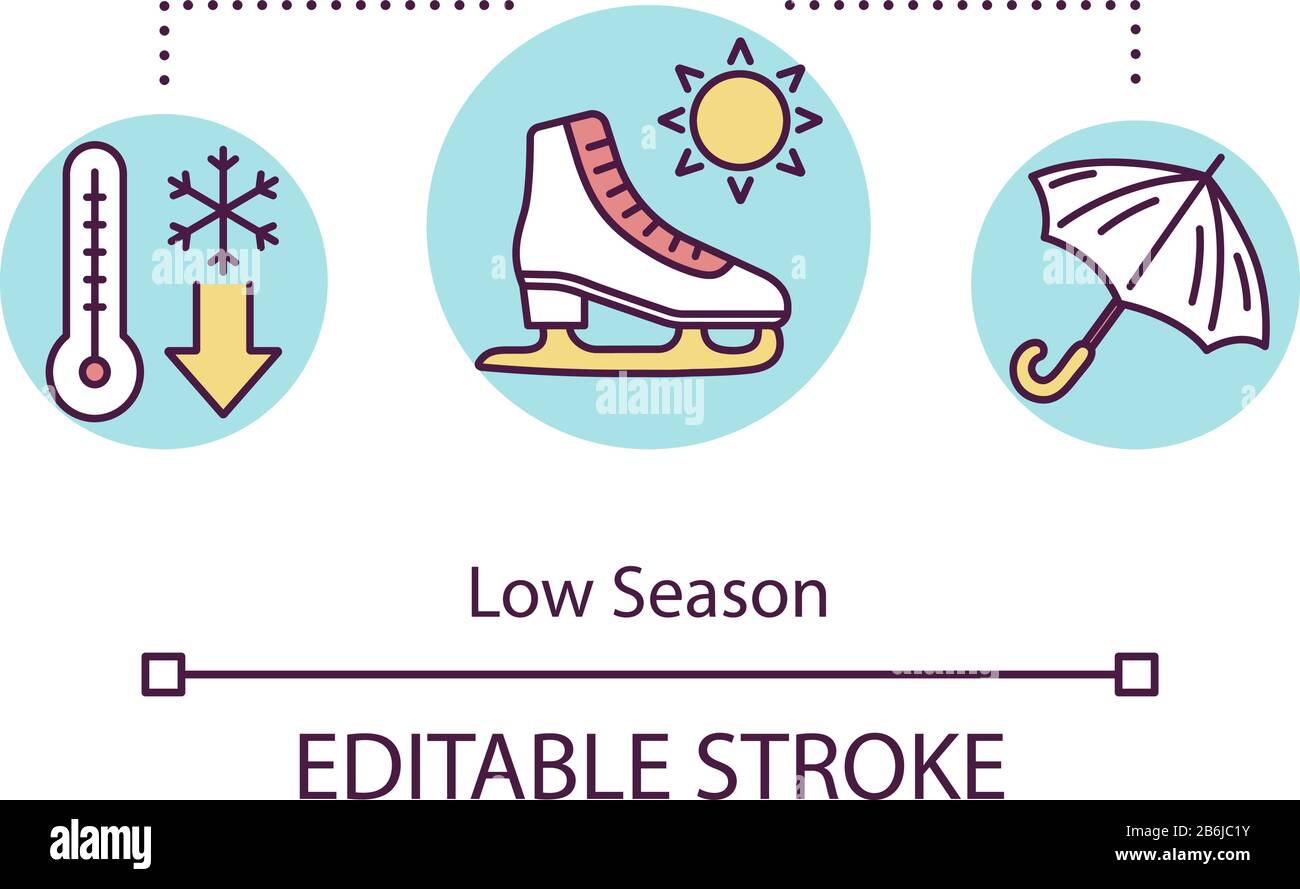 Low season concept icon. Budget tourism, affordable off season tours ...
