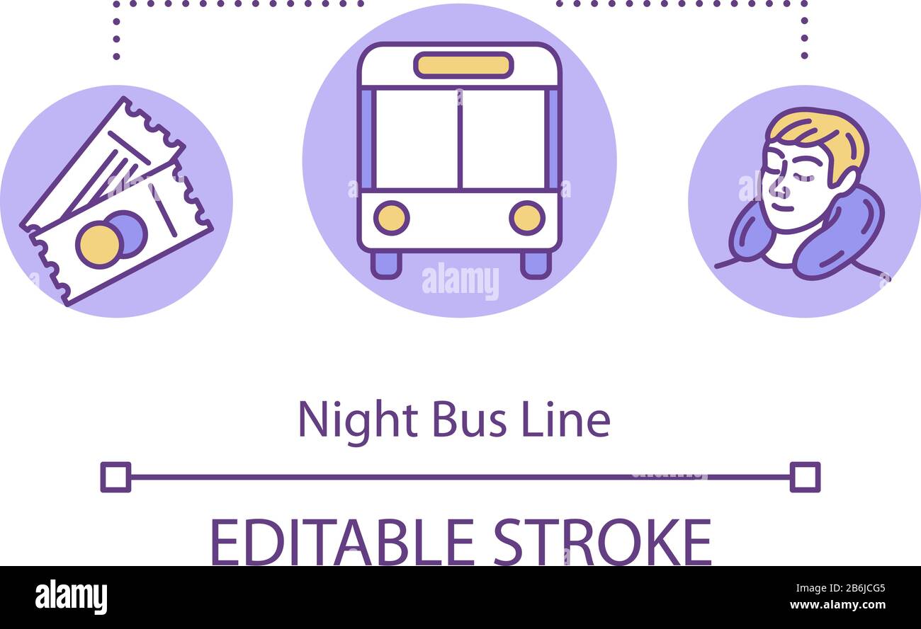 Night bus line concept icon. Comfortable transportation, cost effective ...