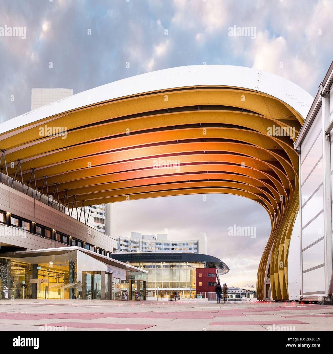 VIENNA, AUSTRIA, 22 MARCH 2017: Huge modern visor adorn the entrance to ...