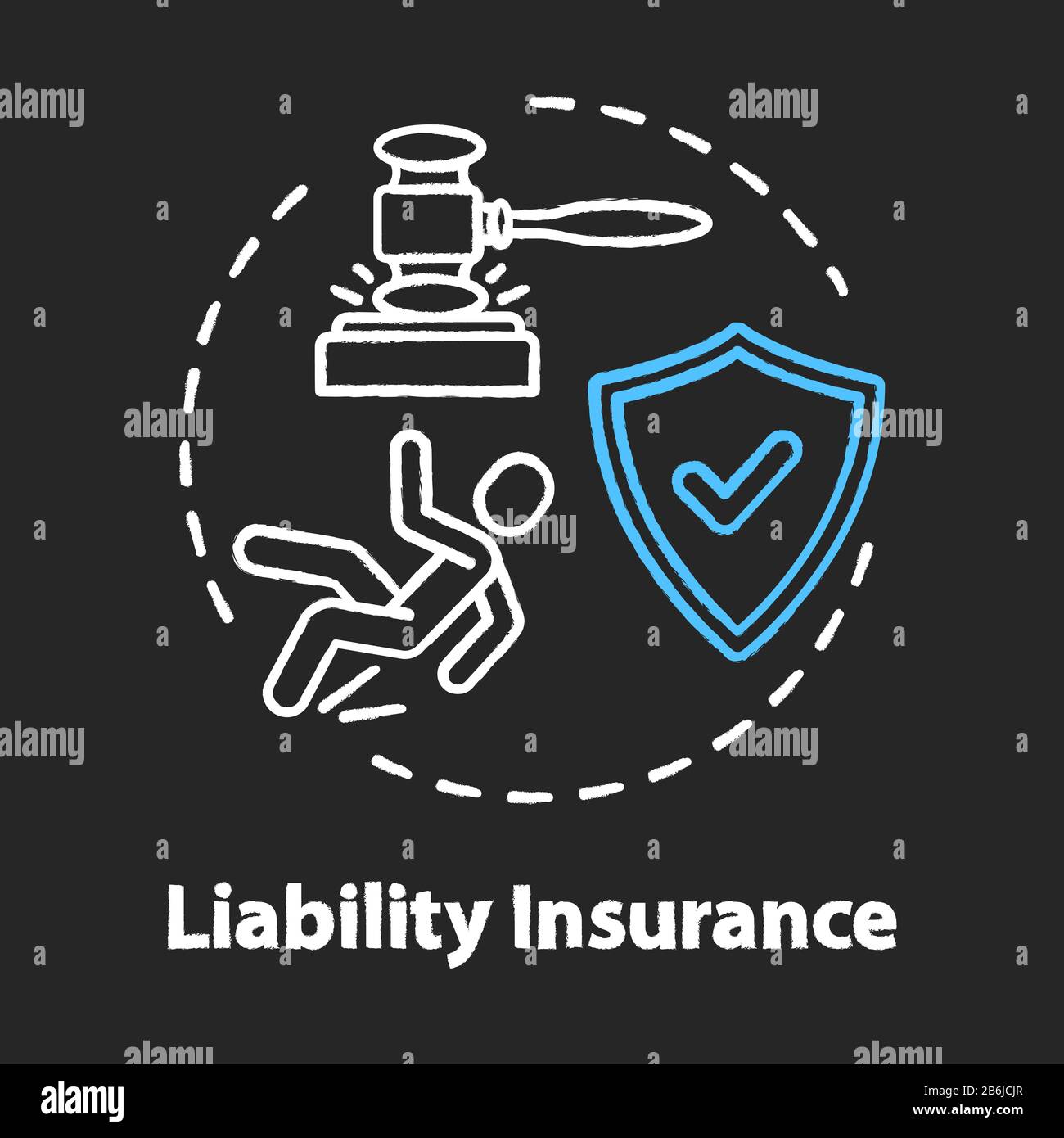 Liability insurance chalk RGB color concept icon. Legal claim. Lawsuit ...