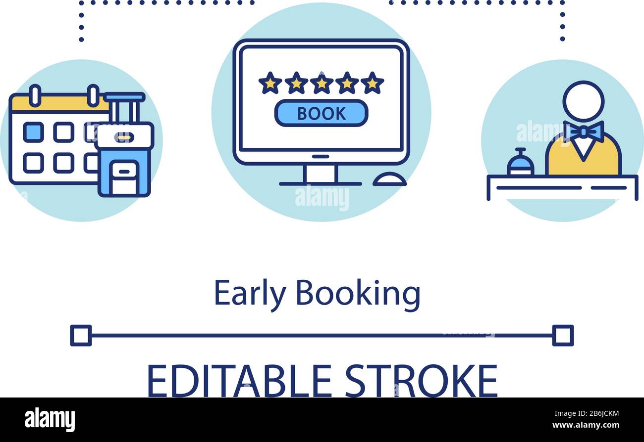 Early booking concept icon. Making hotel reservation in advance idea ...