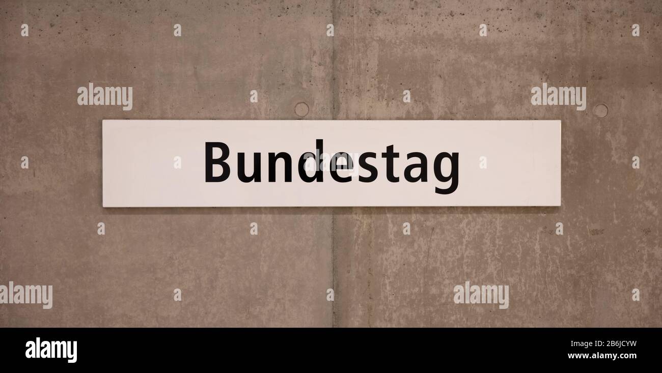 Berlin, Germany - December 30, 2019: Signage of the Bundestag U-Bahn ...