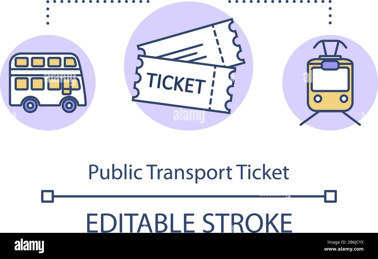 Public transport ticket concept icon. Inexpensive city travel, budget ...
