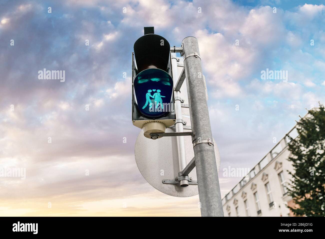 the lovely traffic light with figures of two little men passing the ...