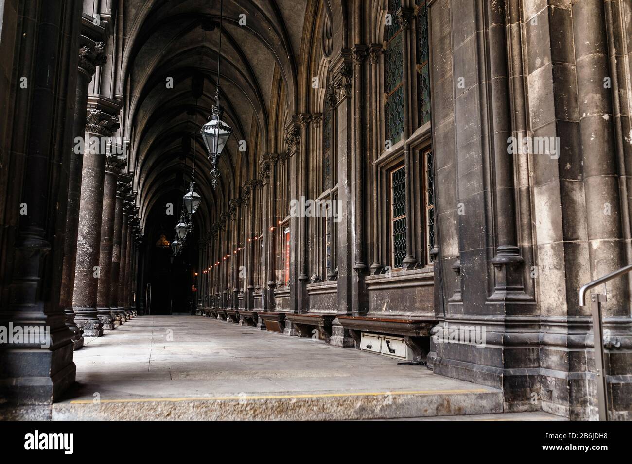 The inner courtyard of the town hall with beautiful architecture, an ...