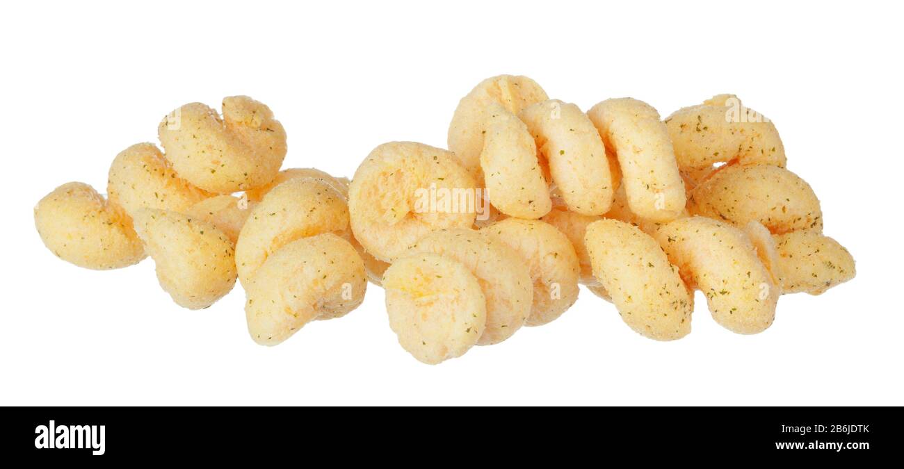 Peanut, corn puffs isolated with white background Stock Photo - Alamy