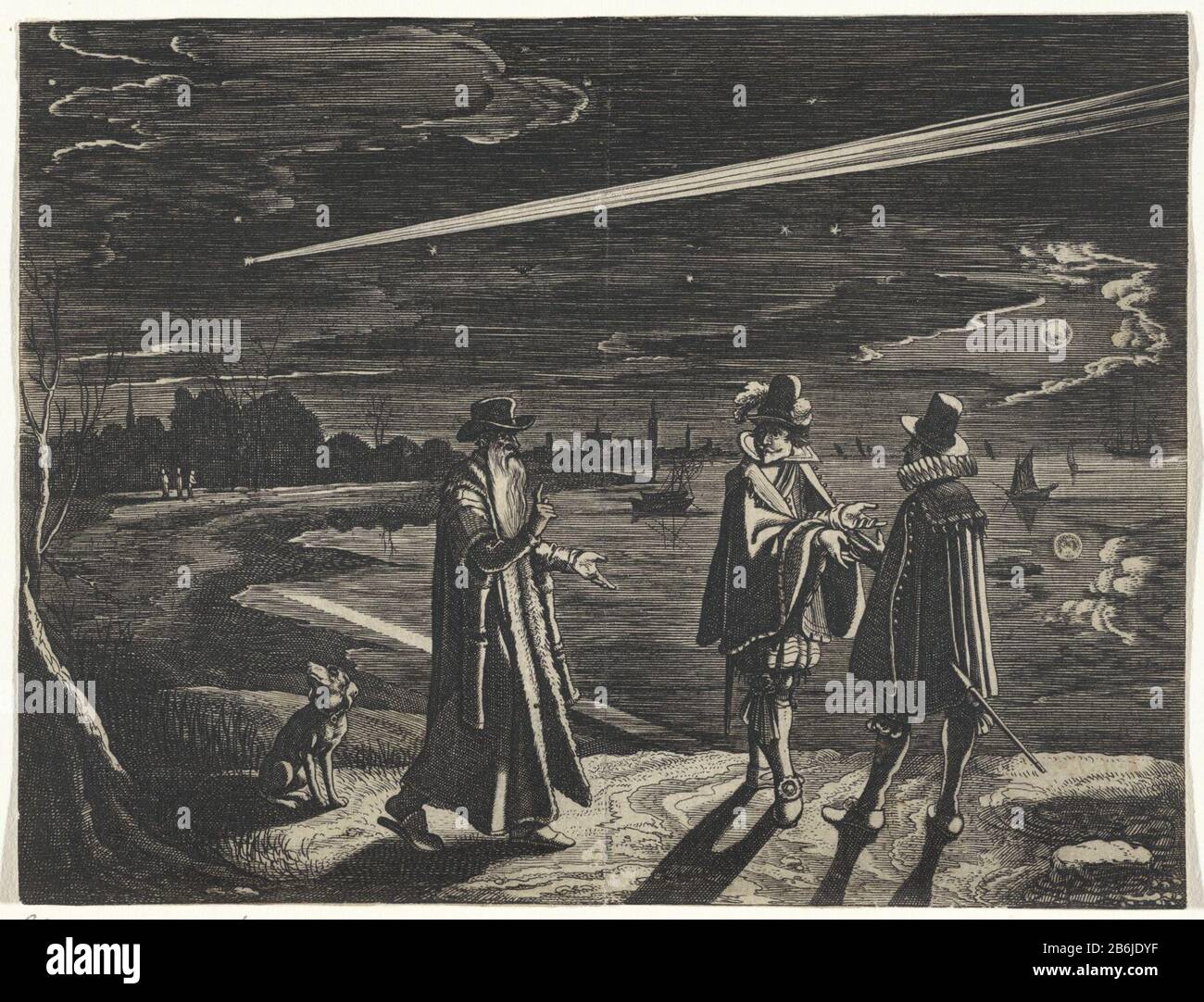 The appearance of a comet in November 1618 Night show with a landscape ...