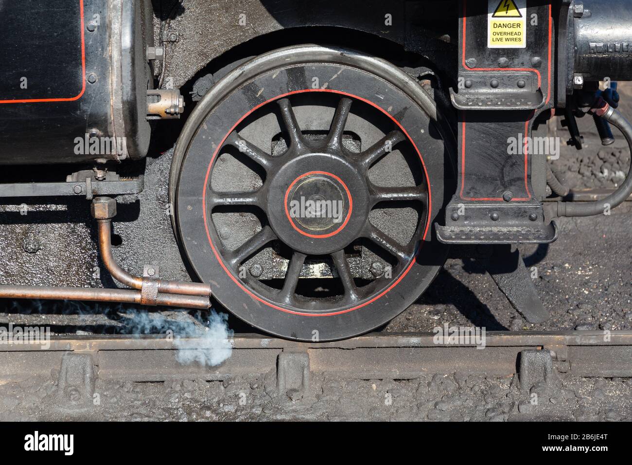 Steam Train Leading Wheel. A close up of the leading wheel on a steam ...