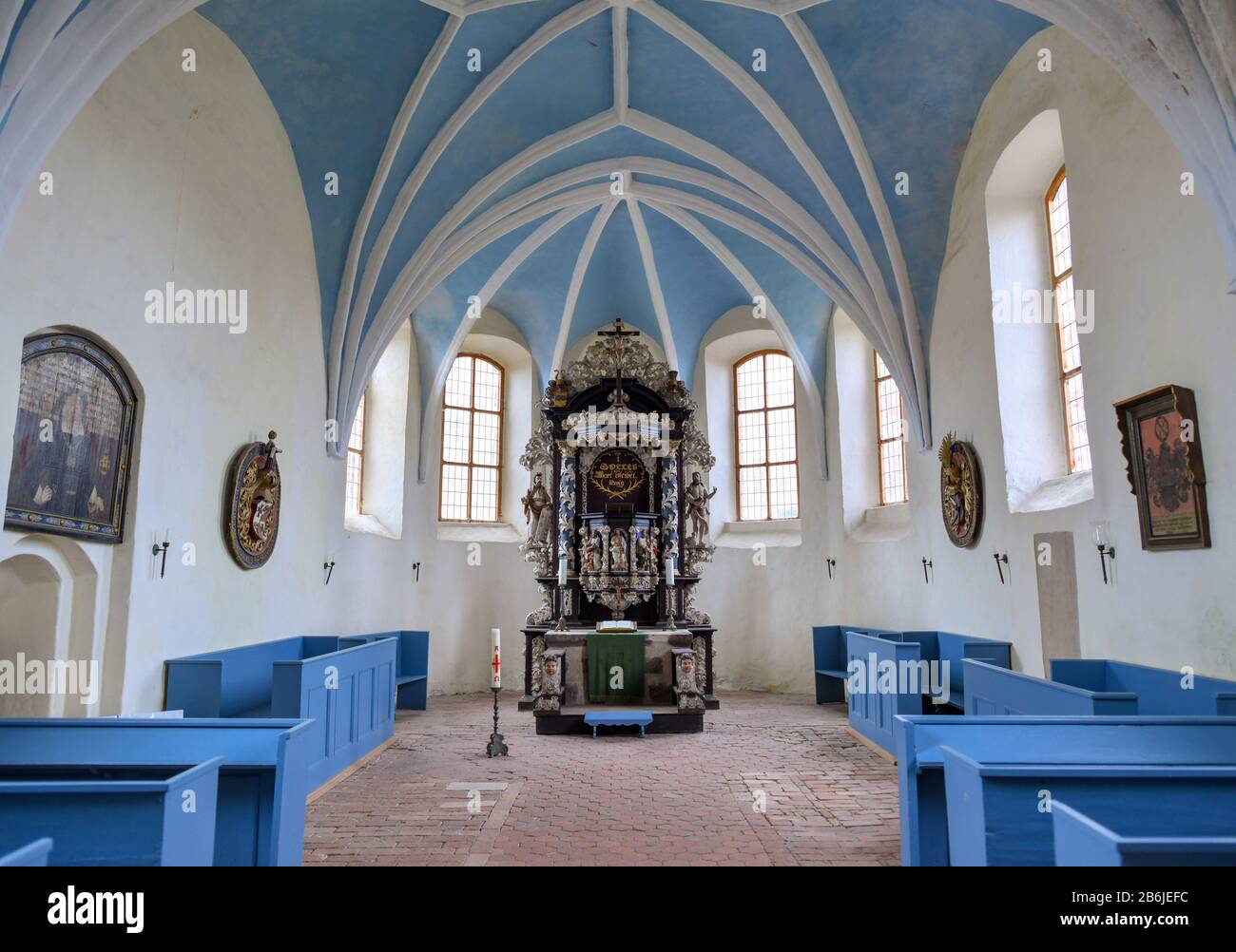 Lietzen, Germany. 10th Mar, 2020. The altar in the Commandery Church on ...