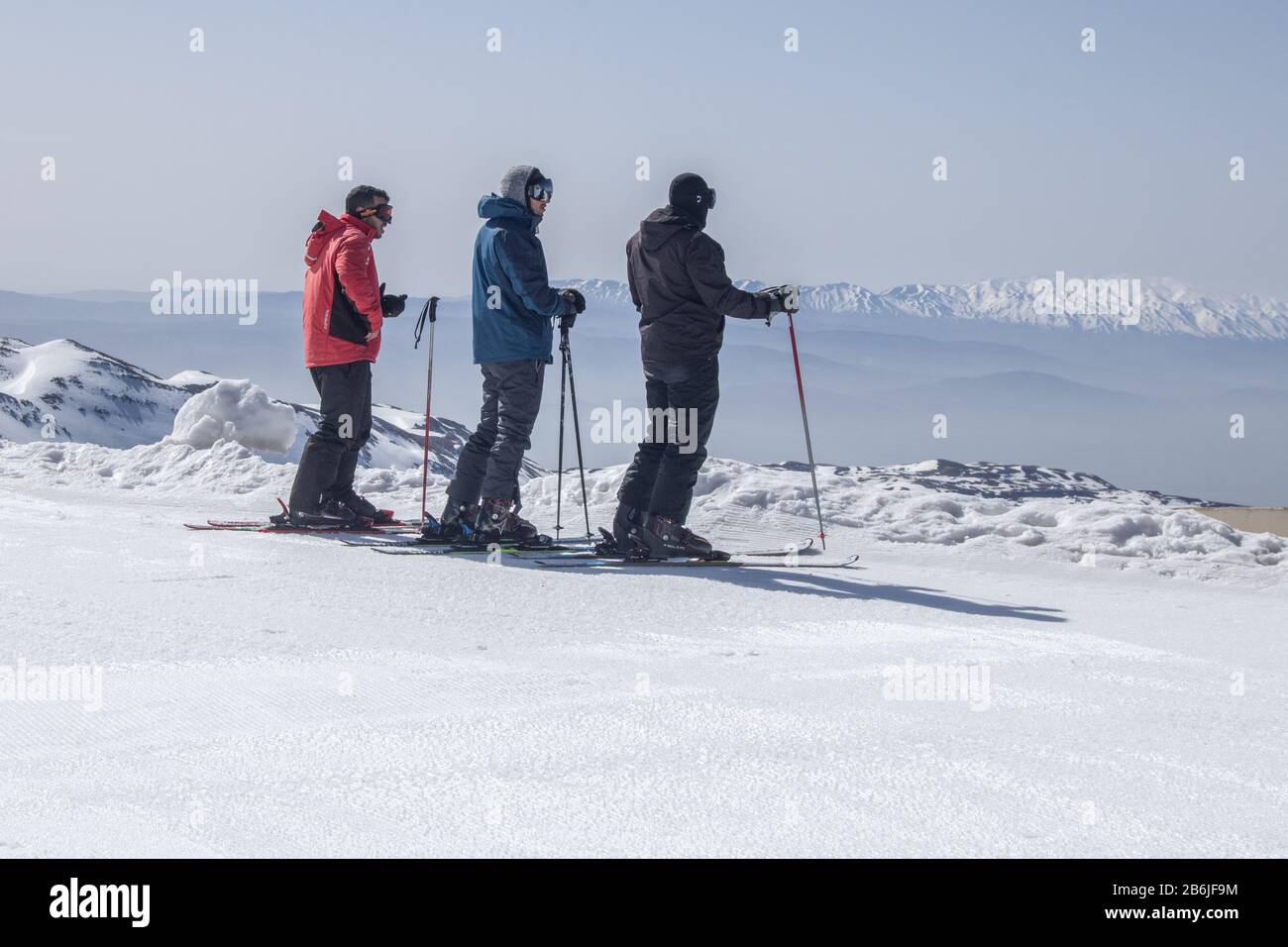 Mzaar Kfardebian, Lebanon. 11 March 2020. Ski enthusiasts take to the ...
