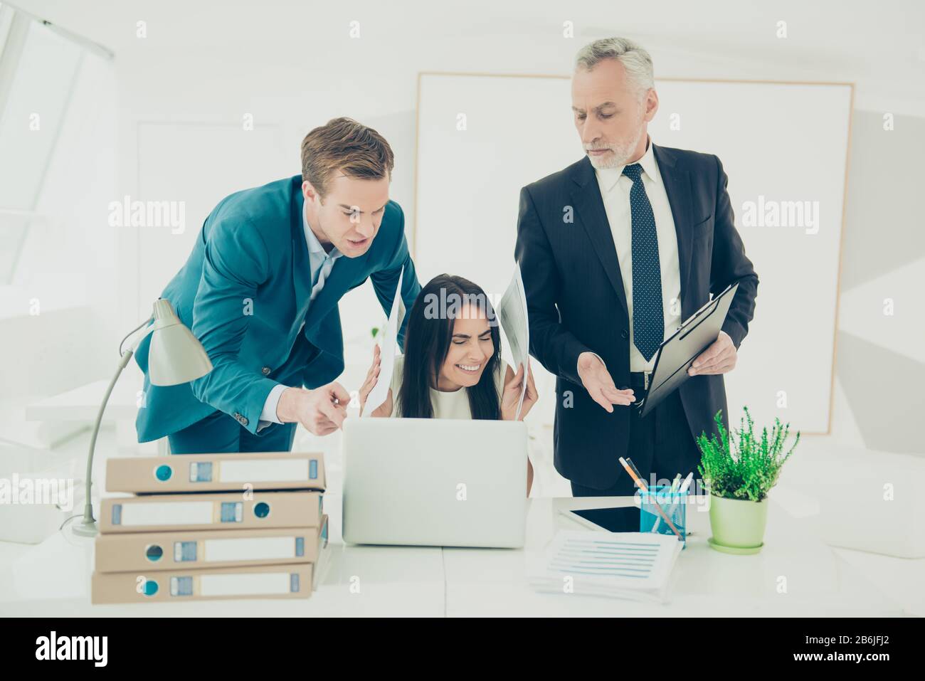Businessman receiving document from secretary hi-res stock photography ...