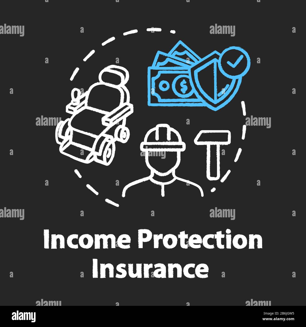 Income protection insurance chalk RGB color concept icon. Open deposit ...