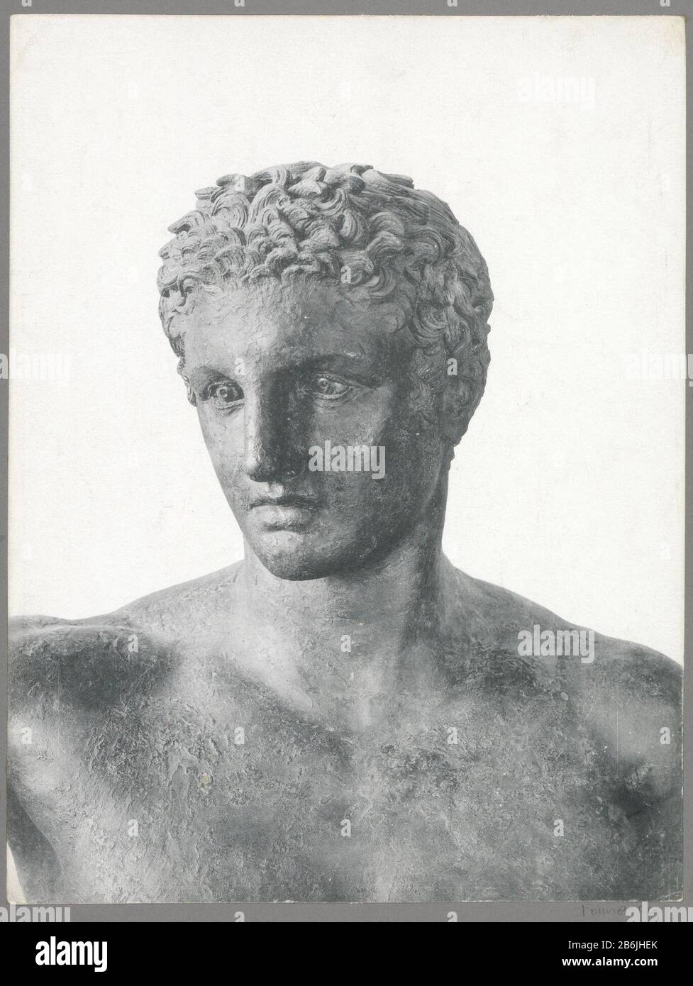 Part of an ancient bronze statue of a young man (top and front ...