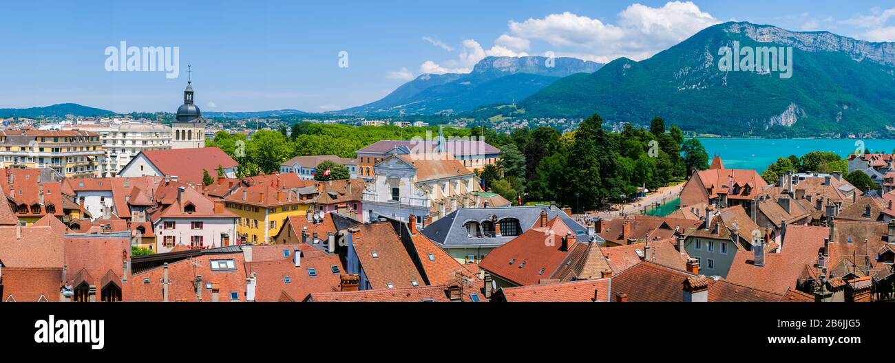 Aerial view of Annecy downtown from the castle, France Stock Photo - Alamy
