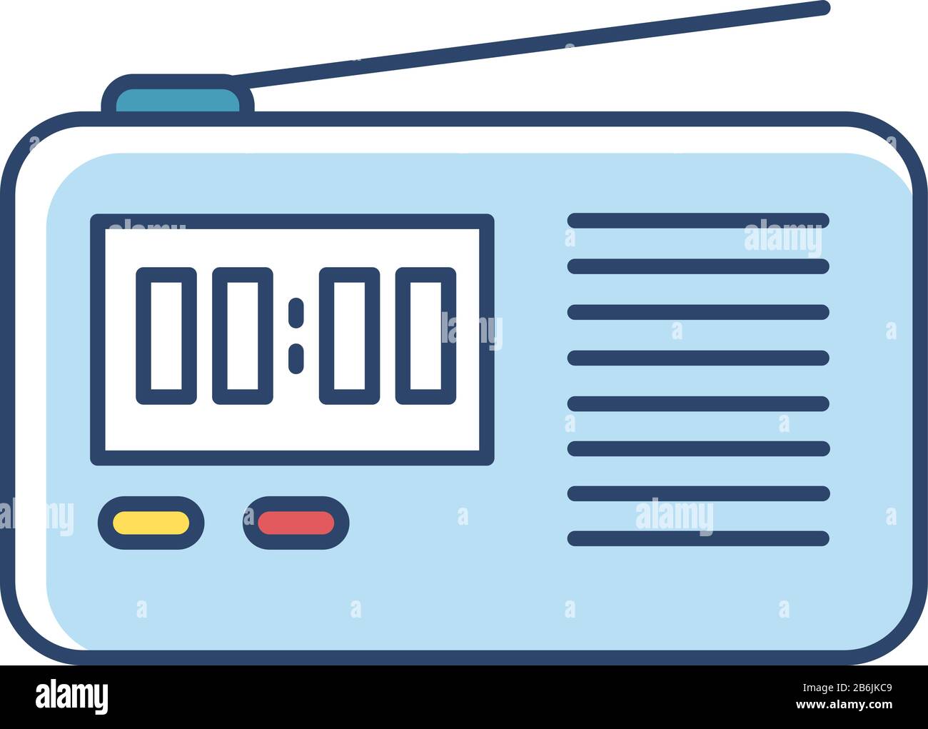 Wireless radio set RGB color icon. Portable electronic receiver. Signal ...