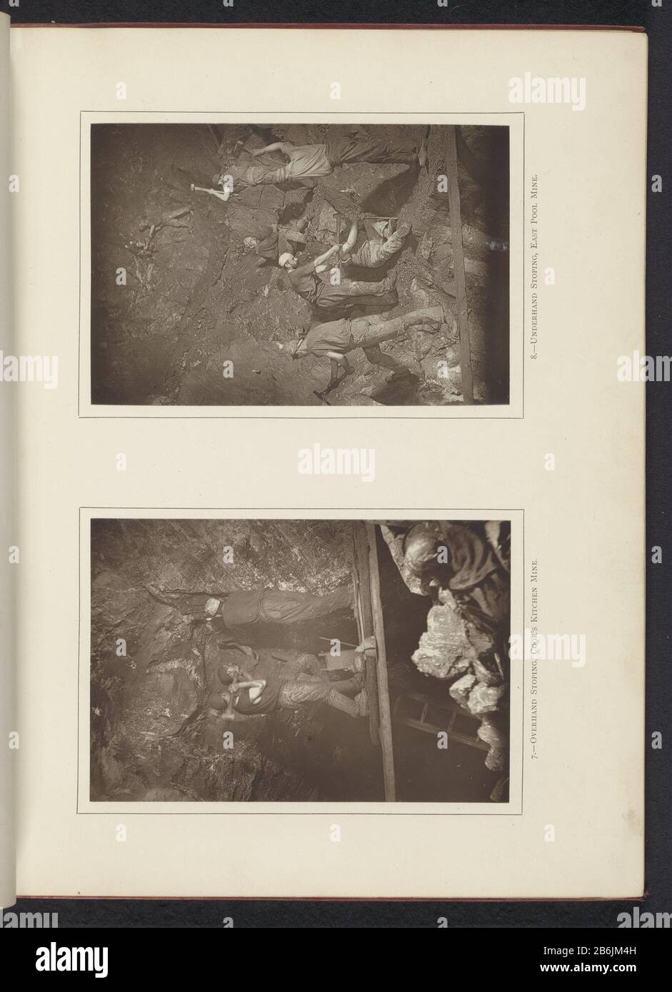Excavating miners in a mine in Cornwall Overhand stoping, Cook's ...