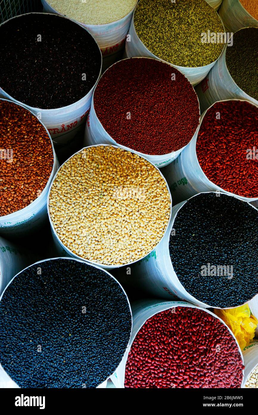 Beans assortment stall sold in market Stock Photo - Alamy