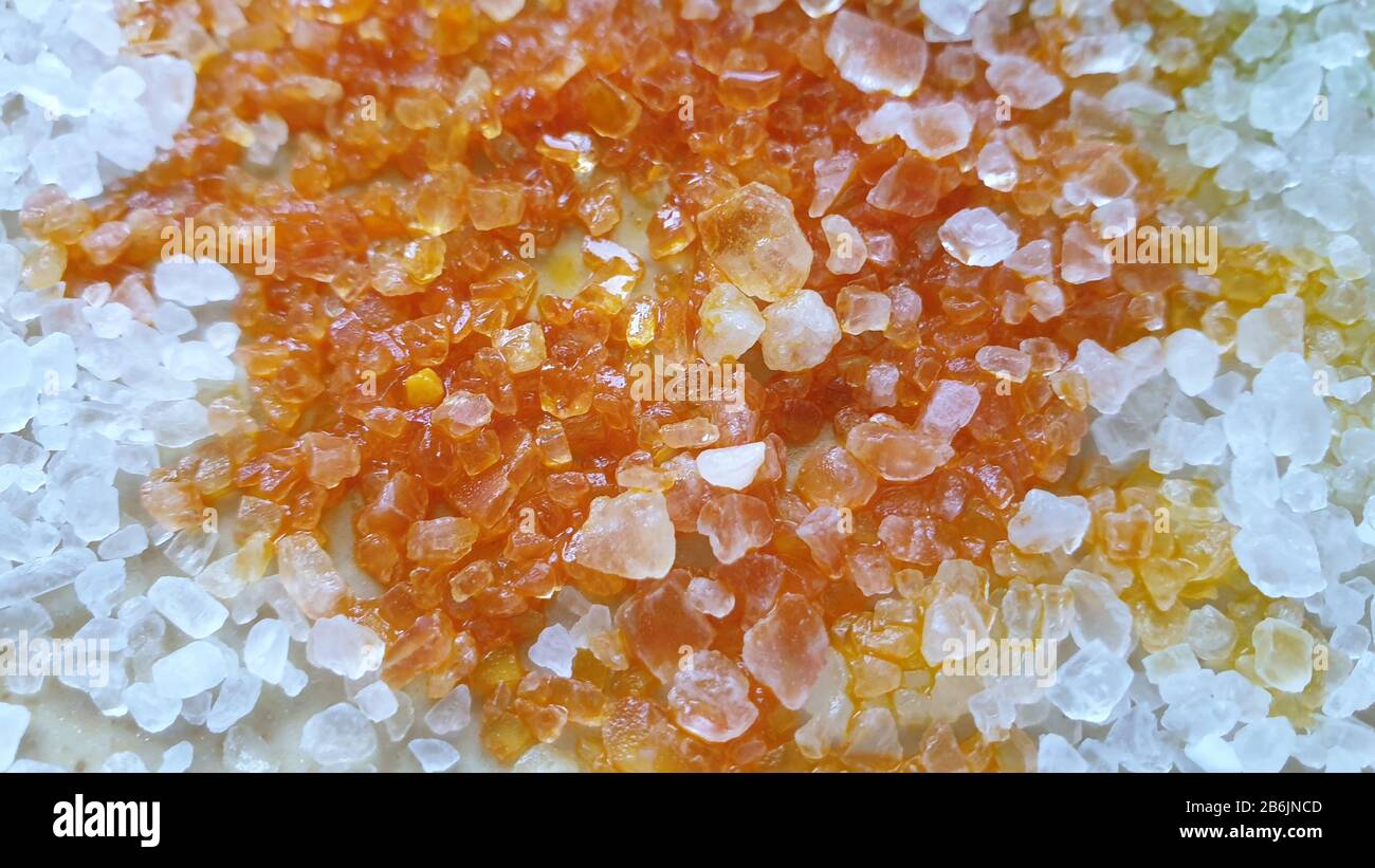 Coloured salt granules in close up Stock Photo - Alamy