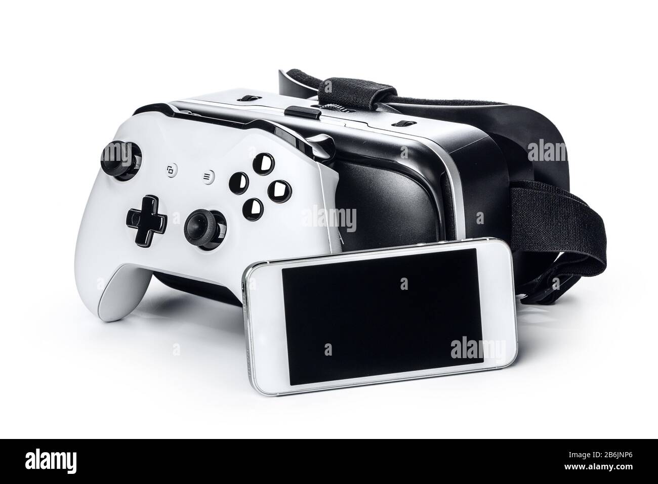 Virtual Reality glasses and game pad Isolated on white background Stock ...