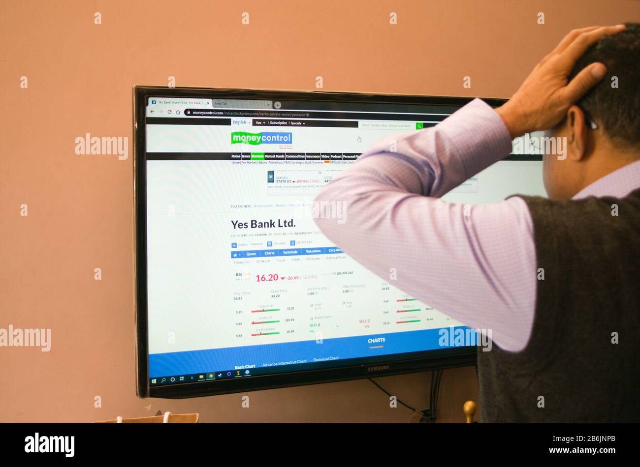 Jaipur, India, Circa 2020 - A person looking dishartened by the Yes ...