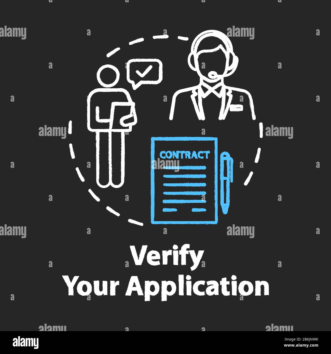 Verify your application chalk RGB color concept icon. Contract approval ...