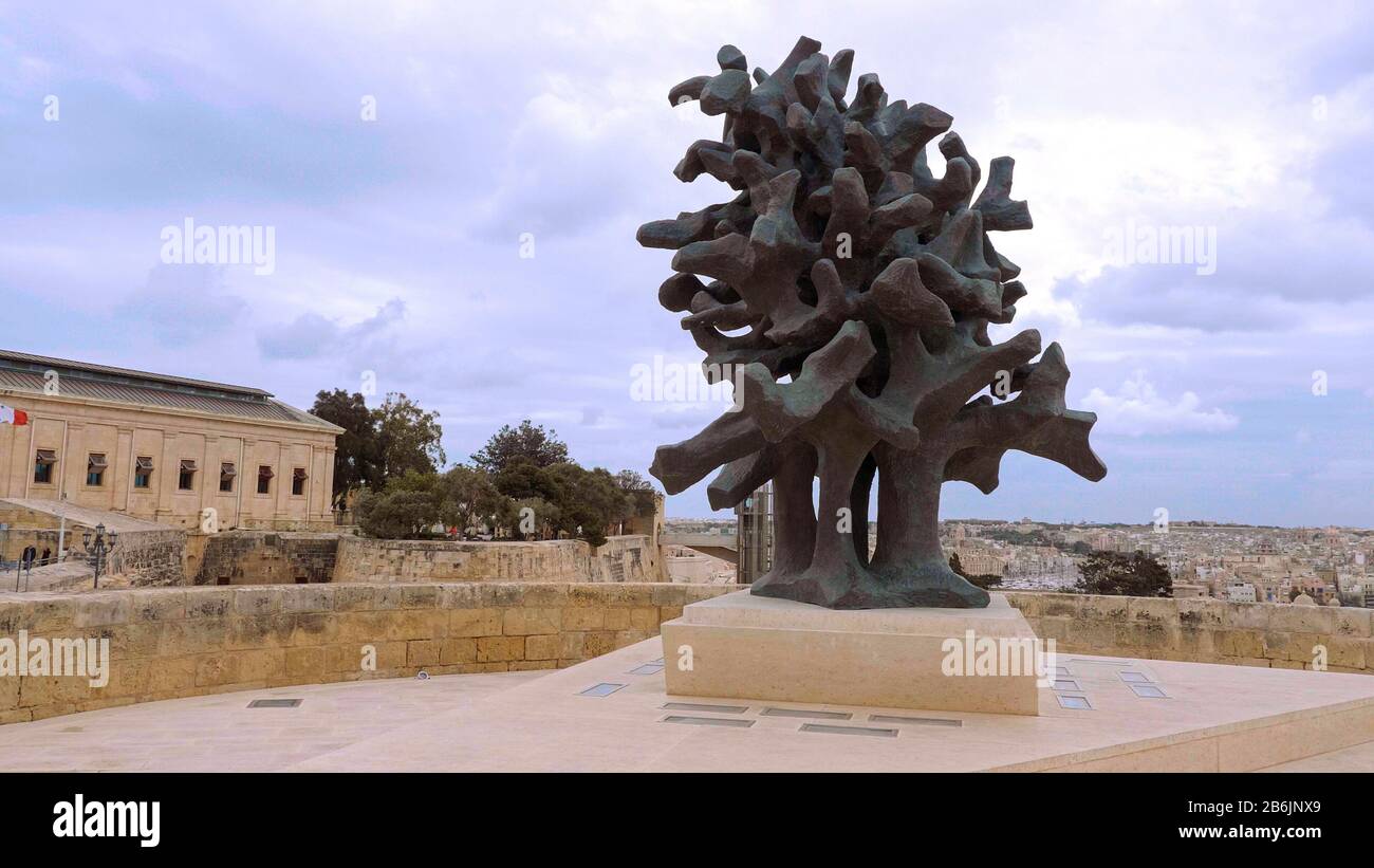 Modern statue in the city of Valletta Malta - MALTA, MALTA - MARCH 5 ...