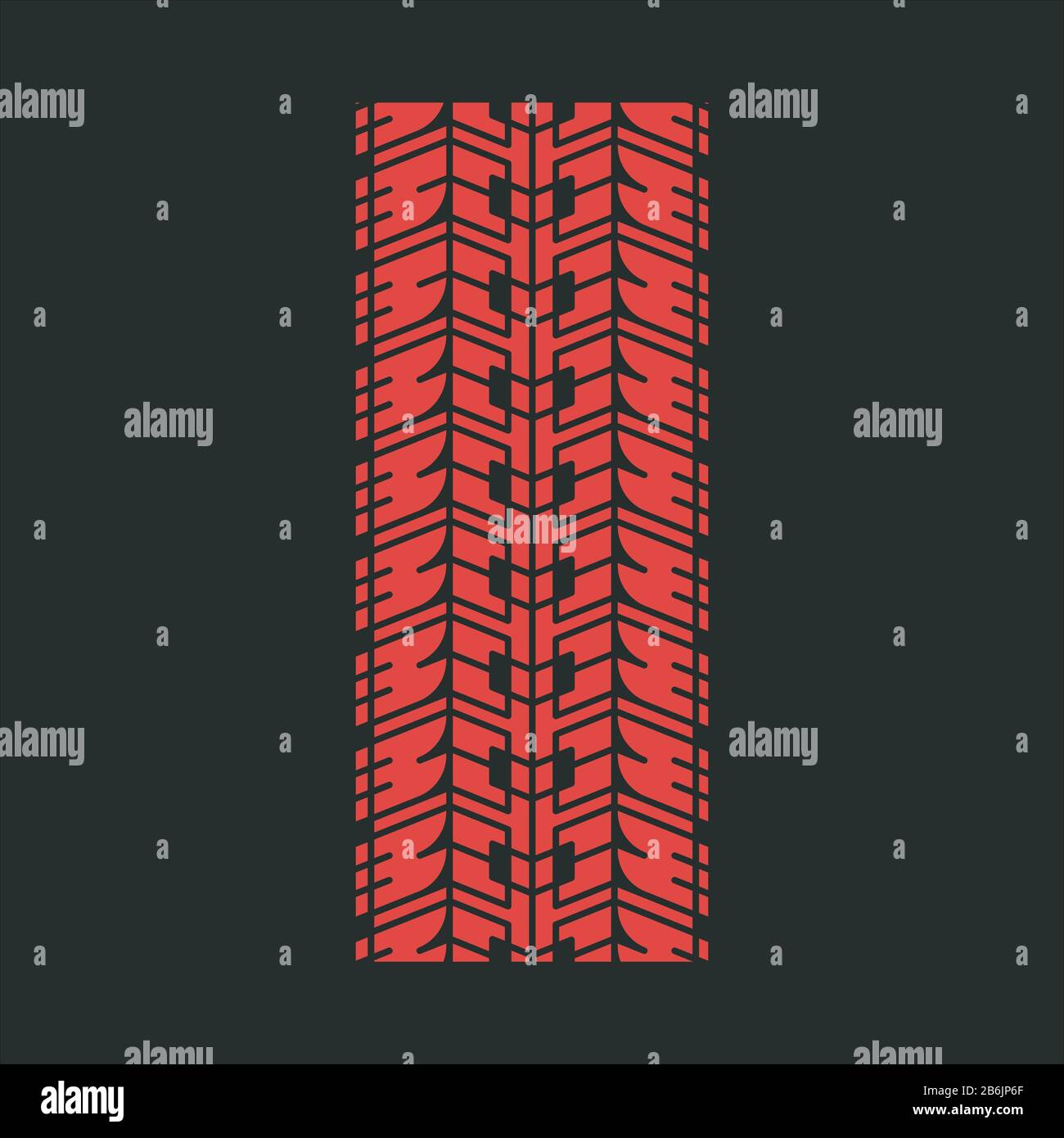 Wheel traces red RGB color icon. Detailed automobile, motorcycle street ...