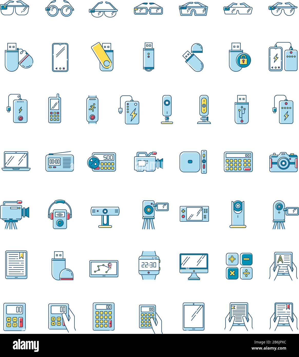 Electronic devices icons set cartoon hi-res stock photography and ...