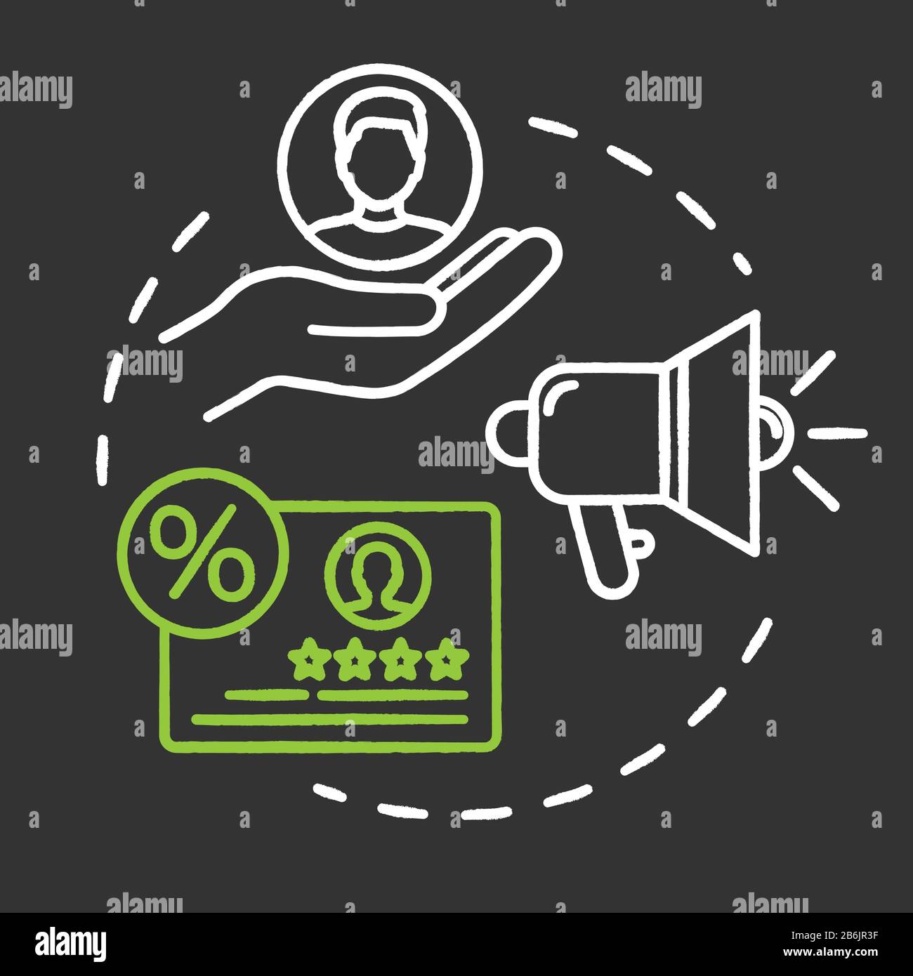 Customer perspective chalk RGB color concept icon. Focus audience ...