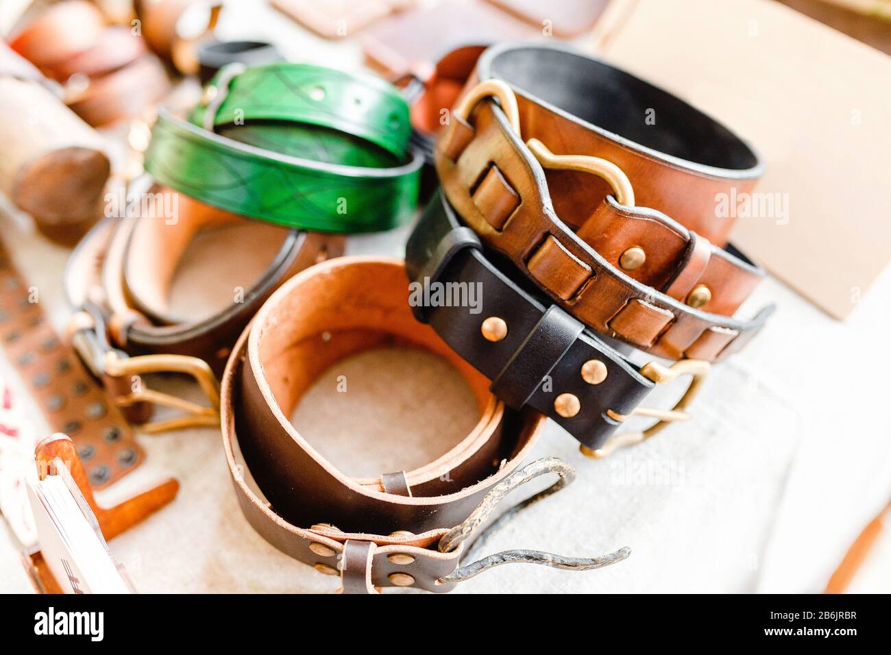 handmade high quality crafted Leather colorful belts on a sale at the ...