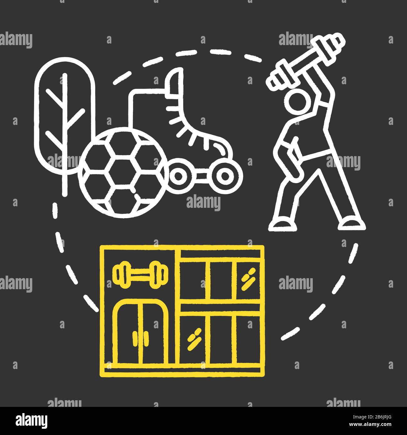 Physical goals chalk RGB color concept icon. Strenght objective. Body ...