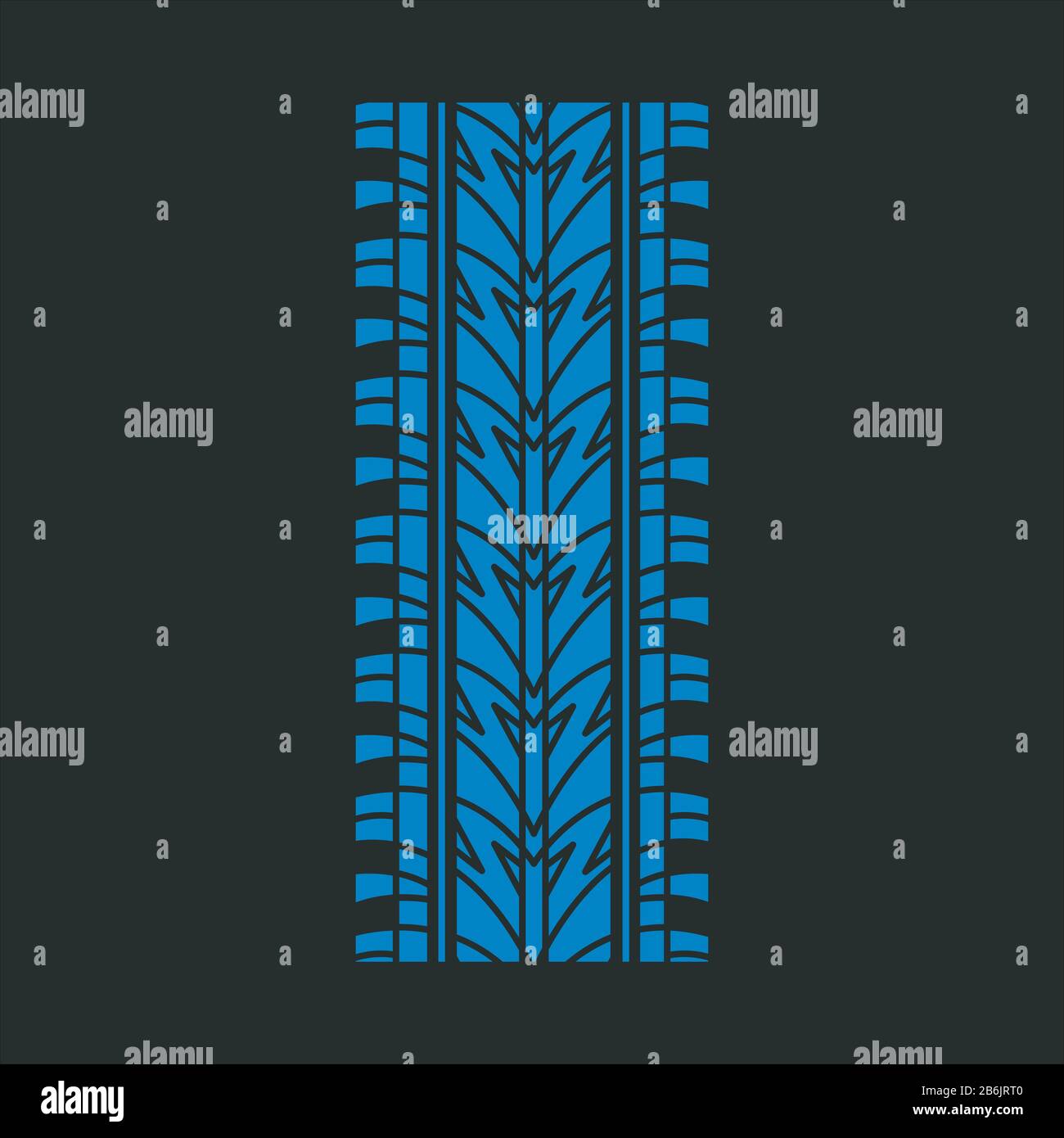 Tire print blue RGB color icon. Detailed automobile, motorcycle street ...