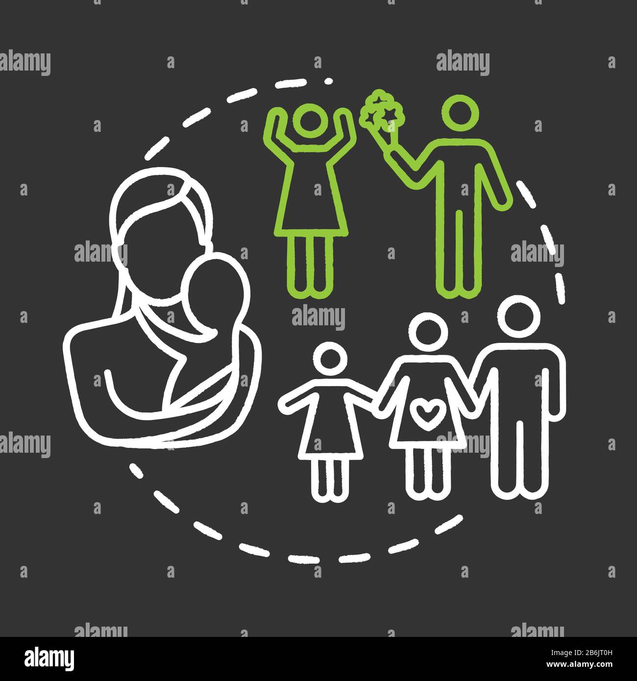 Family chalk RGB color concept icon. Social life. Loving relationship ...