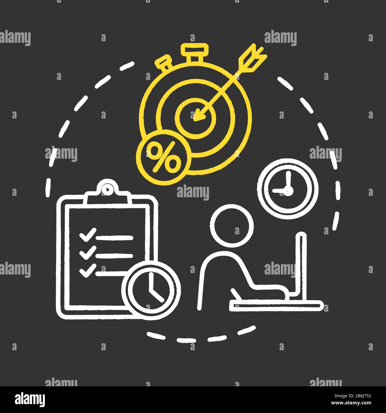 Short-term smart goals chalk RGB color concept icon. Aim and purpose ...