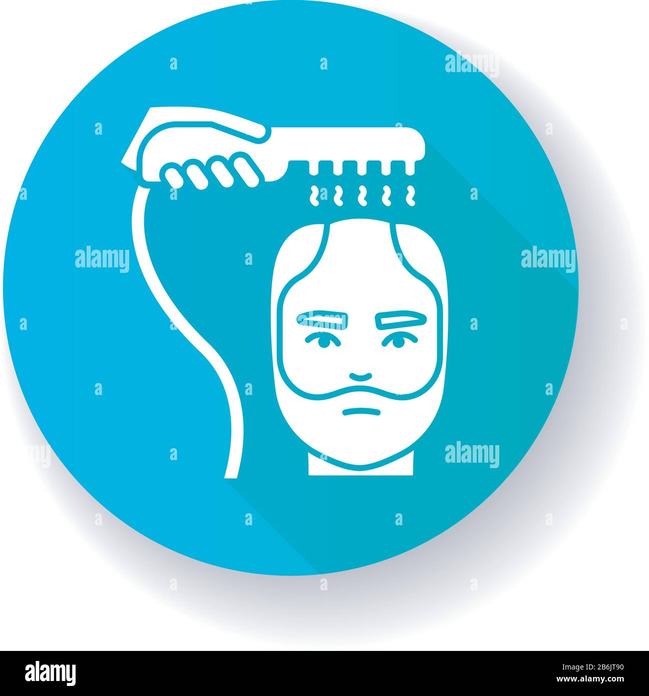 Alopecia treatment blue flat design long shadow glyph icon. Help with ...